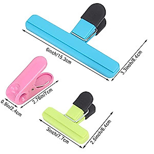 11 Pack Chip Bag Clips, Food Bag Clips Plastic Sealing Clips with Good Grips, Assorted Sizes Heavy Duty Bag Clips for Food Kitchen Bags