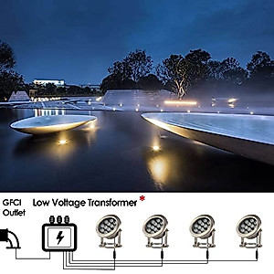 JSN&PC LED Underwater Lights 24W Warm White Color Pond Light for Party Swimming Pool Home Garden Fountain Water Rockery Grass Land