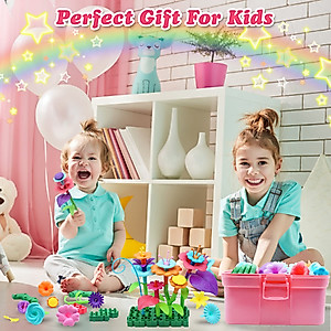 Soinsfac Flower Garden Building Toys, Updated 166pcs Educational Toys for 3-6 Year Old Toddler Toys for Girls Boys Gifts, Kids Gardening Set Learning Game Toys Activity Stem Toys Gifts for Birthday