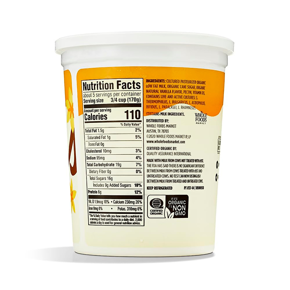 365 by Whole Foods Market, Yogurt Vanilla Low Fat Organic, 32 Ounce