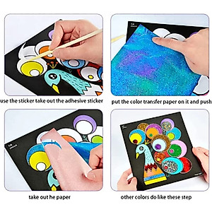 Children's Early Education Cartoon Magic Transfer Paper, Magic Sticker Painting Art Kits, Cartoon DIY Magic Sticker Transfer Painting Crafts for Kids Arts and Crafts Toys for Children Gift (15pcs-B)