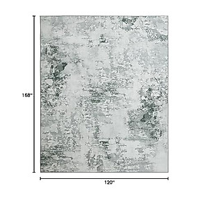 BALAPET 10x14 ft Modern Abstract Area Rug for Living Room Bedroom, Large Machine Washable Floor Carpet with Non-Slip Backing for Indoor Office Dining Room, Boho Home Deco Non-Shedding, Grey