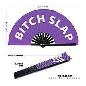 Breeder Hand Fan Foldable Bamboo Circuit Hand Fan Funny Gag Slang Words Expressions Statement Gifts Festival Accessories Rave Handheld Circuit Event Fan Clack Fans (Purple)