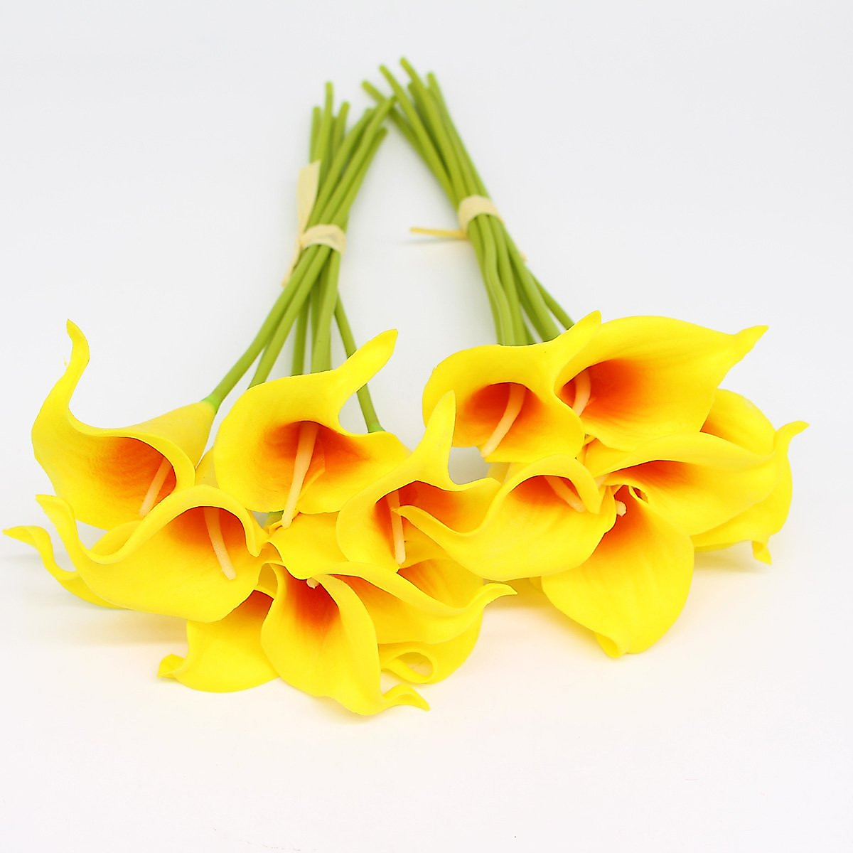 SHSYCER 18pcs Artificial Calla Lily Silk Flowers Home Garden Hotel Party Event Christmas Wedding Gift Decoration Artificial Flowers Calla Lily,Red in Yellow