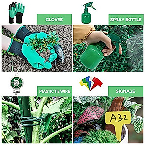 Tenozek Gardening Tool Set 11 PCS Heavy Duty Aluminum Garden Supplies Kit Gardening Gifts Basket for Women Men Gardener Beginners Garden Hand Implements with Non-Slip Rubber Handle Storage Tote Bag