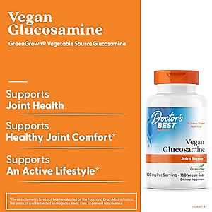 Doctor's Best Vegan Glucosamine Sulfate, Joint Support, Non-GMO, Vegan, Gluten Free, Soy Free, 750 mg 180 Veggie Caps (Pack of 1)