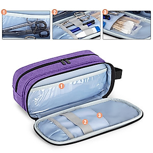 Trunab Stethoscope Carrying Case Hold 2 Stethoscopes or BP Cuffs, Compatible with 3M Littmann/MDF/ADC, Medical Case with Extra Pocket for Nurse Accessories, Essentials for Nurses, Doctors, Purple