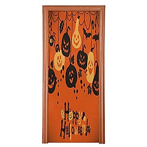 Burbuja Halloween Pumpkins Door Cover, Stretch Fabric Backdrop Door Porch Covers for Home Party Holidays Decoration, 36x97 in