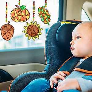 Winlyn 33 Sets Fall Leaf Pumpkin Acorn Sunflower Suncatchers Ornaments Decorations DIY Window Paint Art Suncatchers Craft Kits Autumn Sun Catchers for Kids Classroom Activity Thanksgiving Art Project