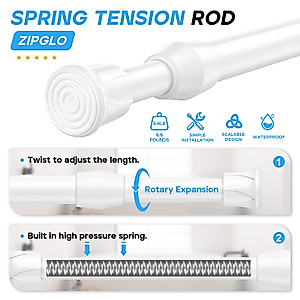 2PCS White Tension Rod Spring Curtain Rods 16 to 28 Inch Expandable Curtain Rod Spring Curtain Rod Spring Rods Tensions Rod Tension Curtain Rods spring tenstions curtain rod