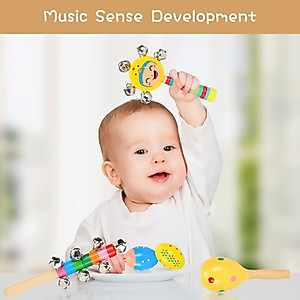 Ehome Musical Instruments Toys for Toddlers 1-3, Baby Kids Musical Instruments, Wooden Percussion Instruments Preschool Educational Musical Toys Set for Boys and Girls Gifts with Storage Bag