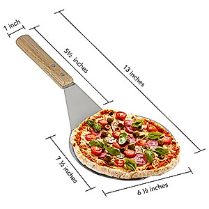Extra-Large Stainless Steel Wide Spatula Turner with Strong Wooden Handle - Dishwasher Safe Kitchen Utensil - Heavy Duty Oversized Metal Lifter for Grilling, Cooking, Baking Cake & Cookies pancake