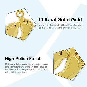 Gold Baby Feet Charm Pendant - 10 Karat Gold - Newborn Gift - Baby Feet Jewelry (Style 1)