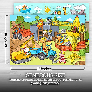 Klean Kids Animals On-The-Go Disposable Placemats for Toddlers and Baby (40 Pack) - Fun Disposable Table Mats for Kids That Keep Children Happy at Restaurants and Protect Dining Table