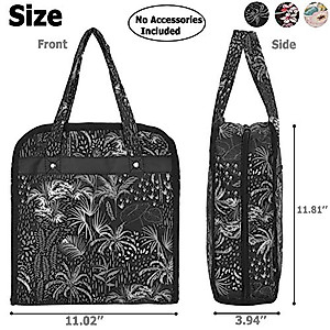 PACMAXI Sewing Accessories Storage Bag, Knitting, Craft Tools and Accessories Organizer, Roomy Carrying Bag for Sewing Tools and Accessories (White Tree with Black Background)