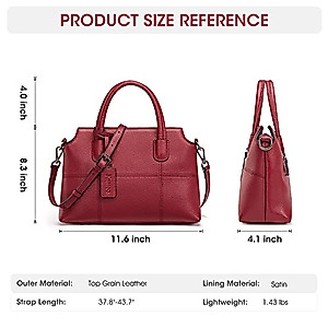 Kattee Genuine Leather Handbags for Women, Soft Hobo Satchel Shoulder Crossbody Bags Ladies Purses