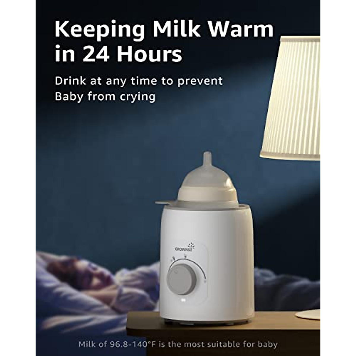 Bottle Warmer, GROWNSY 6-in-1 Fast Baby Milk Warmer for Breastmilk or Formula, Accurate Temperature Control, with Defrost, Sterili-zing, Keep, Heat Baby Food Jars Function