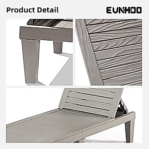 EUNHOO Outdoor Chaise Lounge Set of 2, Adjustable Pool Lounge Chair with 5 Positions Backrest, Waterproof Sun Loungers for Garden Pool Beach Patio Deck Sunbathing