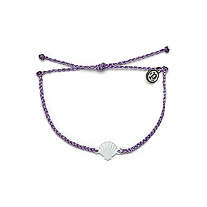 Pura Vida Iridescent White Shell Bracelet - 100% Waterproof, Adjustable Band, Brand Charm - Light Purple