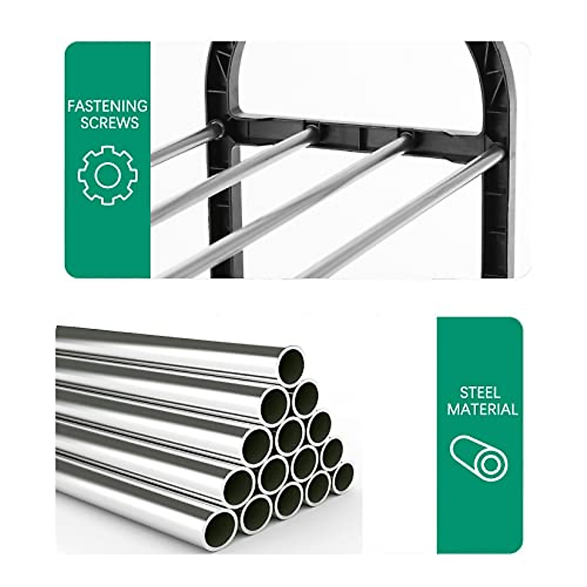 YIFEY 4-Tier Shoe Rack,Metal Standing Shoe Shelf for Bedroom Closet,Sturdy Shoe Storage for Entryway,Stackable Shoe Storage Organizer for Living Room