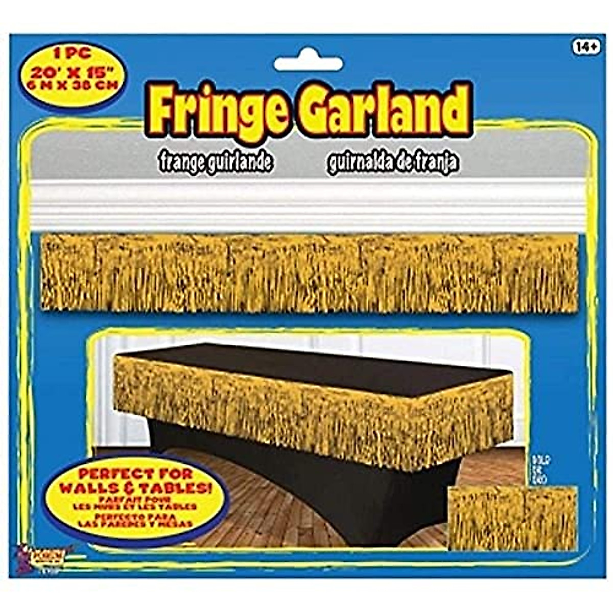 Forum Novelties Party Supplies Tinsel Fringe Garland, 20" x 15", As Shown