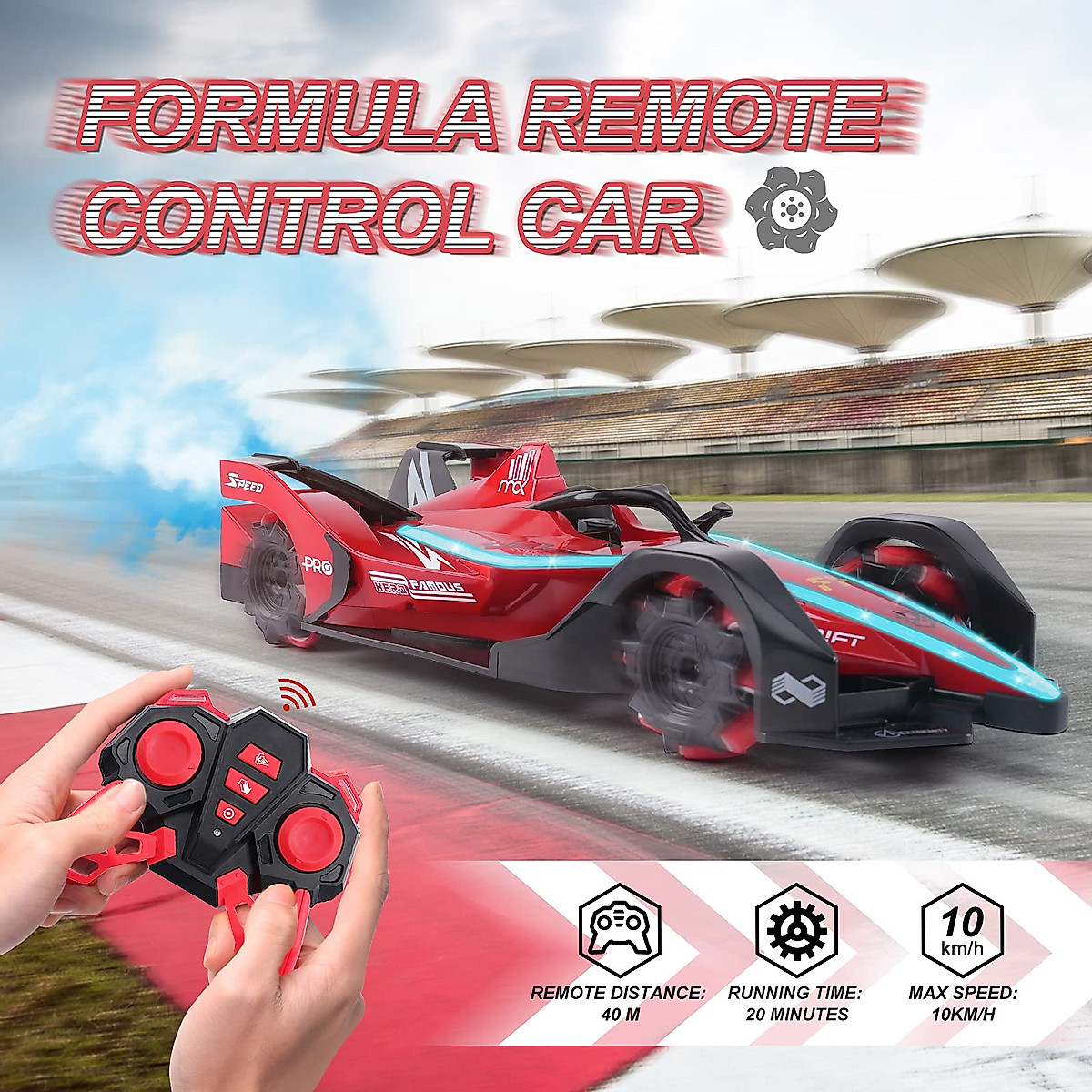 JELOSO F1 Fast RC Drift Car, Hobby Remote Control Car LED Lights 4WD 2.4GHz 360°Rotating RC Race Sport Stunt Car, High Speed Formula 1 Model Vehicle Cool Toys Birthday Gifts for Kids Boys Age of 6-12