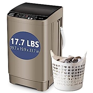 Krib Bling Full-Automatic Washing Machine with Drain Pump, 17.7 lbs Compact Washer, 10 Wash Program & 8 Water Level, Ideal for Apartment, Dorm, RV