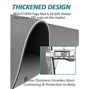 Yoga Mat with Strap, 1/3 Inch Extra Thick Yoga Mat Double-sided Non Slip, Professional TPE Yoga Mats for Women Men, Workout Mat for Yoga, Pilates and Floor Exercises