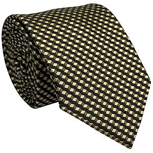 Retreez Wavy Zig Zag Stripe Pattern Woven Men's Tie - Brown