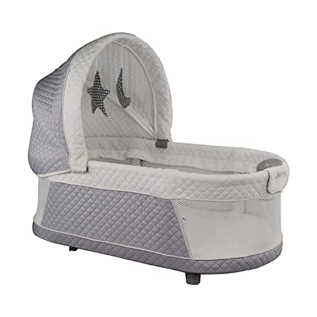 TruBliss Baby 2-in-1 Journey Convertible Infant Bassinet Crib Sleeper with Nightlight, Vibrations, Lullabies, and Nature Noises, Soft Grey