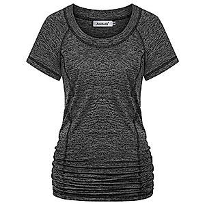Ninedaily Activewear Tops for Women,Summer Trampoline Shirts Outside Fishing Outdoor Riding Tee Sweat Wicking Dressy Blouse Casual Basic Black Size Medium