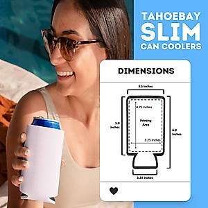 TahoeBay Slim Can Cooler Sleeves (12-Pack) Insulated Polyfoam, Scuba Knit Polyester Fabric Thermocoolers for 12oz Tall Skinny Beverage Cans - Blank Design, Ready for Printing (Blush)