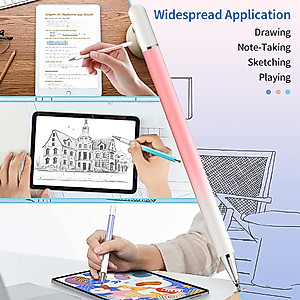 Stylus Pens for Touch Screens(2 Pack), 4 Replaceable Tips High Precision Capacitive Pen for iPad iPhone Android Tablets and All Universal Touch Screen Devices (Purple&Pink)
