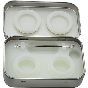 Vitakiwi Portable Silicone Carving Travel Tin Kit with Non-stick 5ml Concentrate Containers (Glow In The Dark)