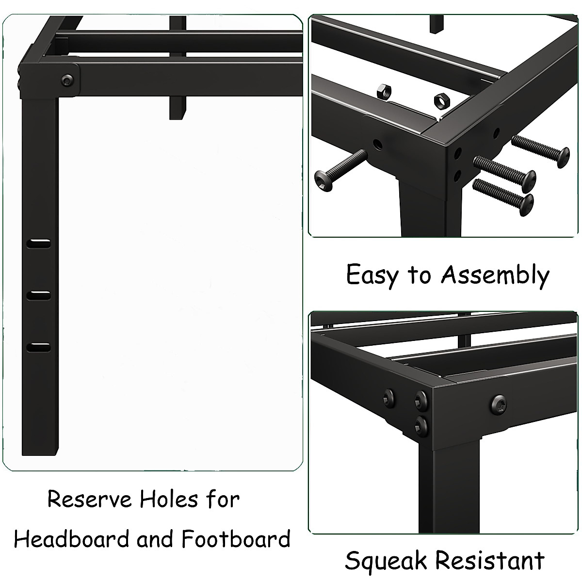 JTPTU Heavy-Duty King Metal Bed Frame, 18 inch Tall, Black, 3500 lbs Weight Capacity, No Box Spring Needed, Easy Assembly, Noise-Free