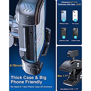 Motorcycle Phone Mount, [150mph Wind Anti-Shake][7.2inch Big Phone Friendly] Bike Phone Holder for Bicycle, [5s Easy Install] Handlebar Phone Mount, Compatible with iPhone, All Cell Phones