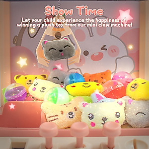 Florarich Mini Claw Machine for Kids with Prizes, Candy Vending Machine Toy, Electronic Arcade Game Prize Dispenser with 60-Second Countdown, and 25 Mini Toys, Great Birthday Gifts for 3-9 Year Olds