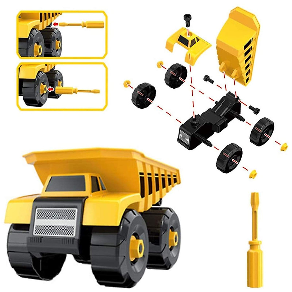 Odowalker Take Apart Car Sandbox Toy Construction Vehicle 6" Trucks Assembly 6 in 1 Engineering Car with Screwdriver DIY STEM Educational Building Toys