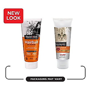 Nutri-Vet Hairball Paw Gel for Cats | Salmon Flavored Gel to Help Reduce and Eliminate Hairballs | 3 Ounces