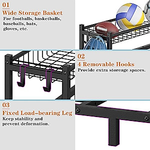 Gadroad 4 Bike Rack Garage with Storage Basket, Bike Rack Floor Stand, Garage Organizer Bike Parking Rack, Metal Floor Bicycle Rack Station for Mountain/Kids Bike, Black