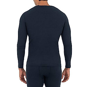 Fruit of the Loom Men's Recycled Waffle Thermal Underwear Crew Top (1 and 2 Packs), Black/Navy, Large