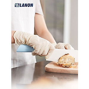 LANON 5 mil Latex Disposable Gloves, Food-Contact Grade, Powder-Free, Fully Textured, White, Small