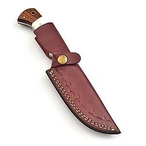 S56- Professional Custom Handmade Damascus Hunting Knife - Best Damascus steel Fixed Blade Hunting Skinning Knife Camping, Survival Knife with Leather Sheath. Overall Length 9” Blade 4” & Handle5”