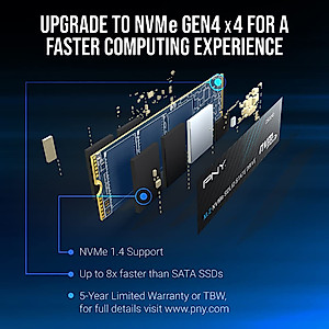 PNY CS2241 500GB M.2 NVMe Gen4 x4 Internal Solid State Drive (SSD) - M280CS2241-500-RB