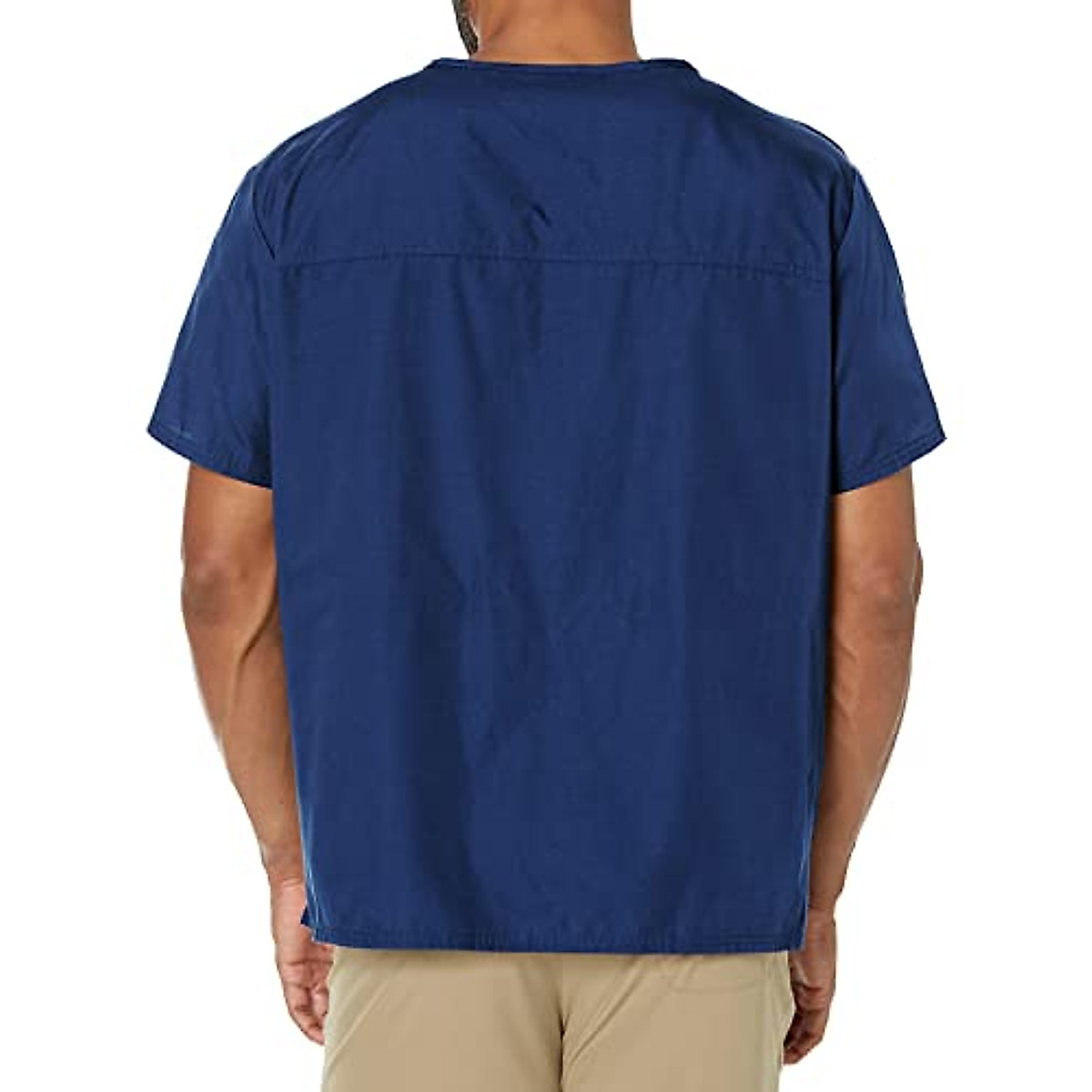 Cherokee V-Neck Men's Scrub Top with Chest Pocket, Durable, Fade Resistant and Easy Care 4789, L, Navy