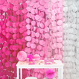 205Ft Hot Pink Party Decorations Big Polka Dots Backdrop Garland Rose Pink Circle Dots Tissue Paper Hanging Curtain Streamer for Bachelorette Birthday Bridal Shower Wedding Engagement Party Supplies