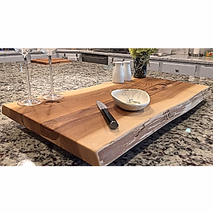 Black Walnut Extra Large, Gorgeous, Full-of-Character, Forest-to-Table Solid Double Live Edge Wood Charcuterie/Appetizer/Dessert/Grazing/Serving Board. 100% USA Handcrafted. 27 x 14 x 1.25"