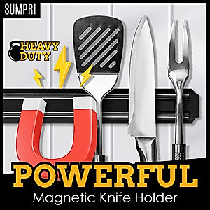 Magnetic Knife Holder For Wall (15 Inch X Set Of 2) Magnetic Knife Strip -Strong Powerful Knife Rack Storage Display Home Organizer -Securely Hang Your Knives On a Multipurpose Kitchen Bar -SUMPRI