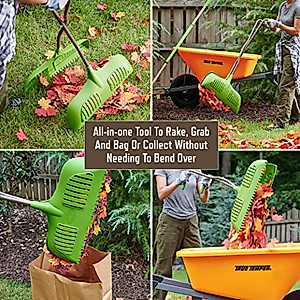 AMES Leaf Grabber Rake with Long Handle & Cushioned Grip for Leaves, Lawn Clippings, Twigs, Yard Waste