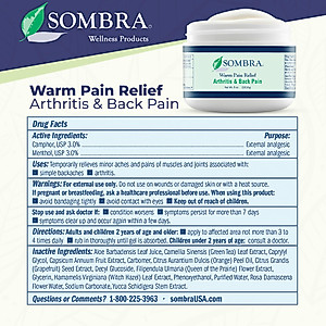 Sombra Warm & Cool Pain Relief Gel, Warm Relief for Arthritis and Chronic Pain Pre-Workout Muscle Rub, Cold for Swelling, Soreness, Post-Workout, Free of Artificial Fragrances, 8oz Per Jar